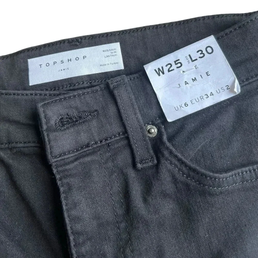 Topshop | Jeans | Topshop Black Distressed Knee High Rise Jamie Jeans ...